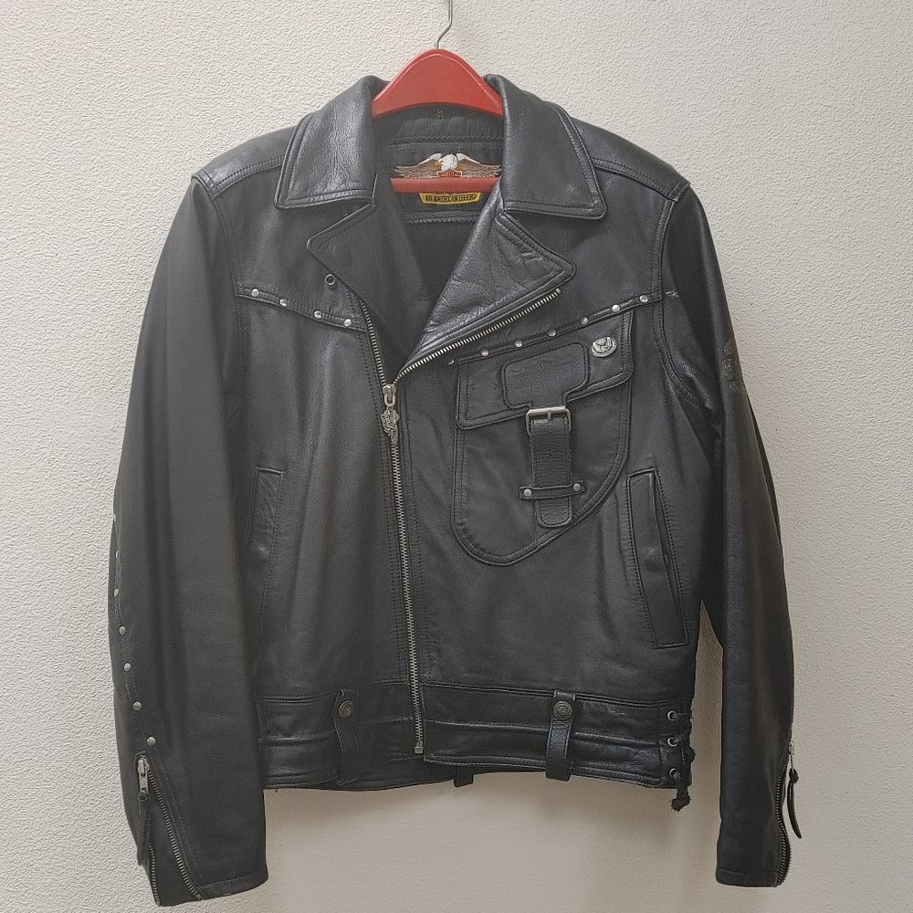 Harley Davidson Men’s Border Hawk Leather Jacket Medi… - Gem